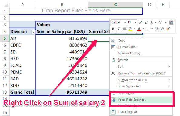 Multiple Pivot Table Value Field Settings Excel Courses In Hindi