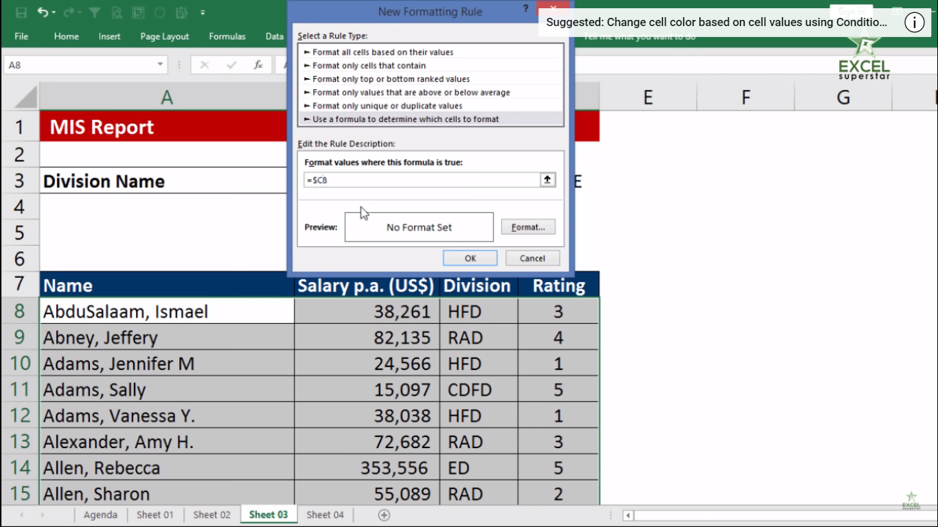 How To Use Formula Based Conditional Formatting In Excel Excel In Hindi