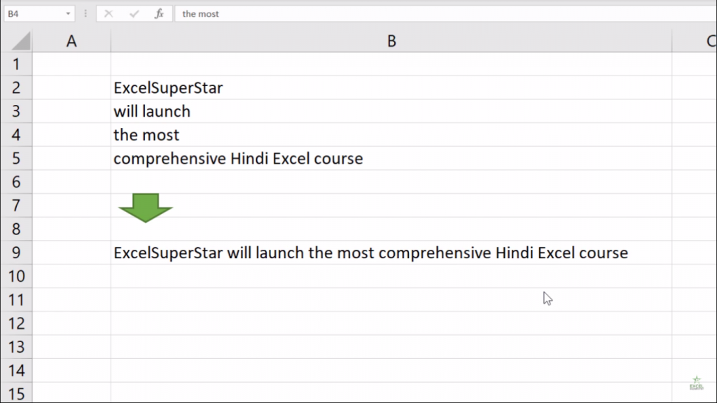 How To Use Justify Function In Excel Excel In Hindi