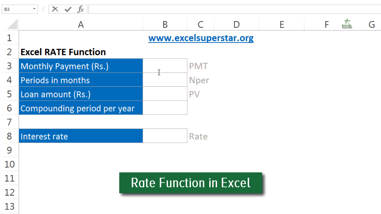 Rate Function Rate Formula In Excel In Hindi Excel Formulas In Hindi