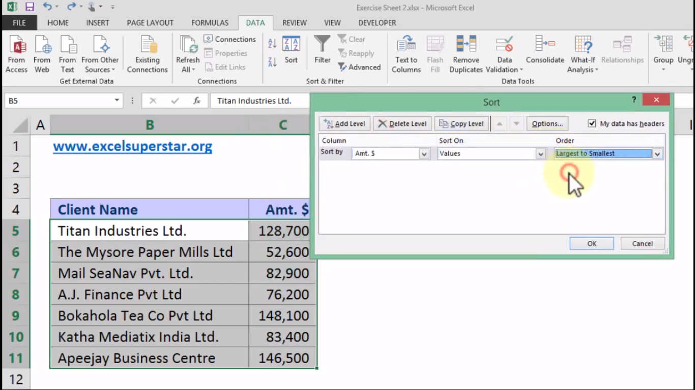 How To Sorting Data From Largest To Smallest In Excel Excel In Hindi