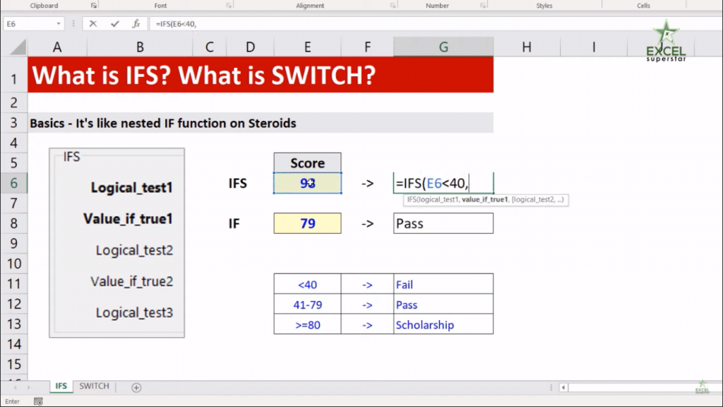 Learn How To Use Ifs And Switch Formula In Excel Excel In Hindi